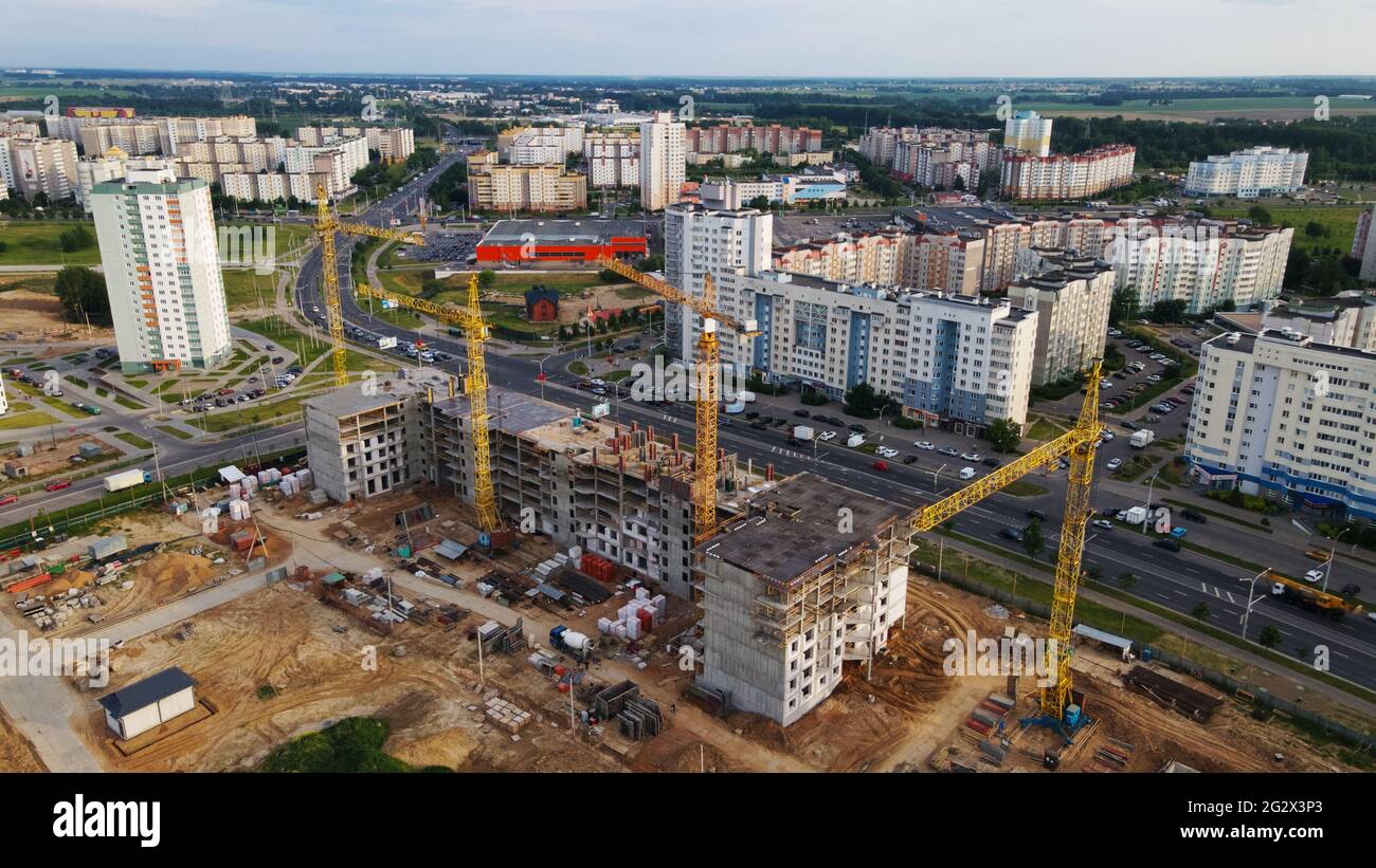 Aerial view of the new urban development. New houses are being built ...