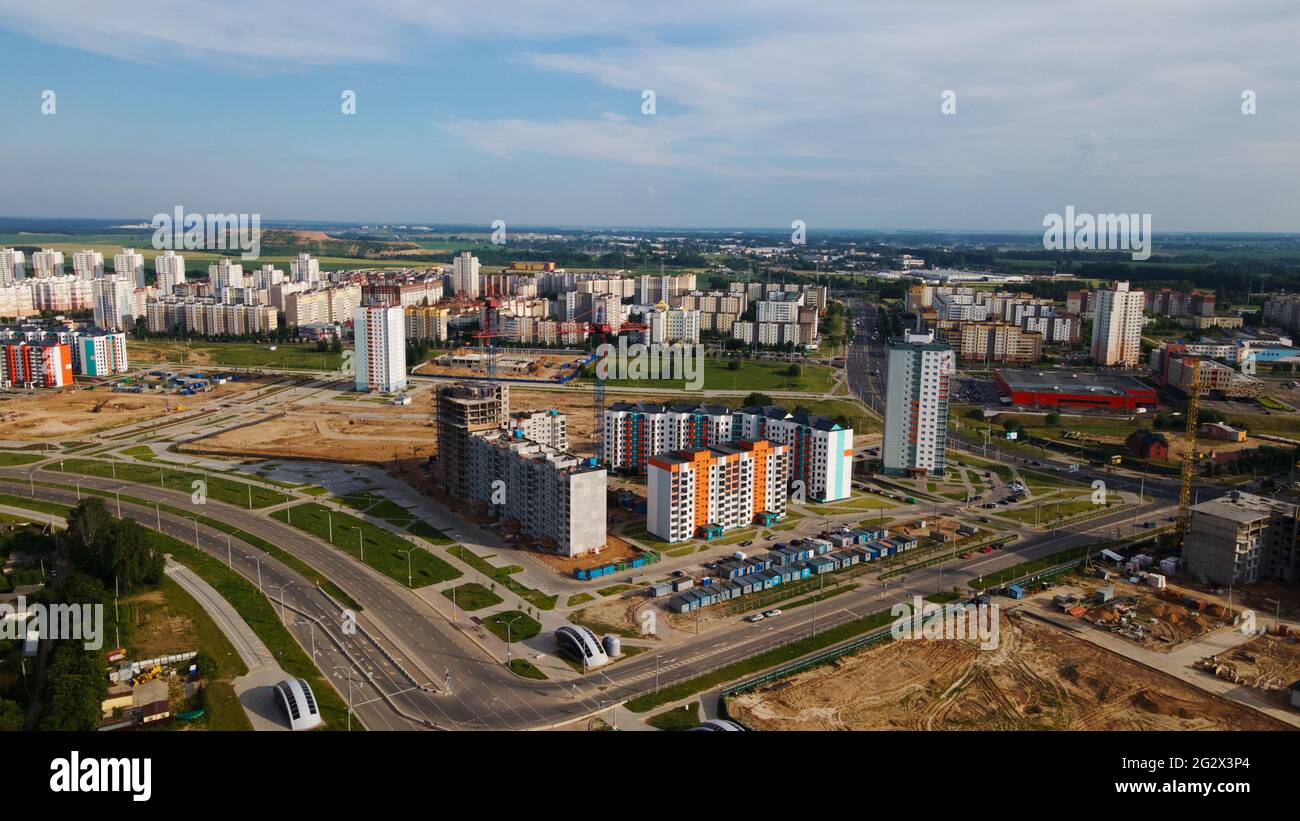 Aerial view of the new urban development. New houses are being built ...