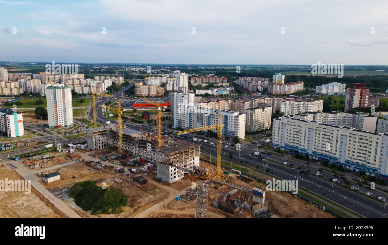 Aerial view of the new urban development. New houses are being built ...