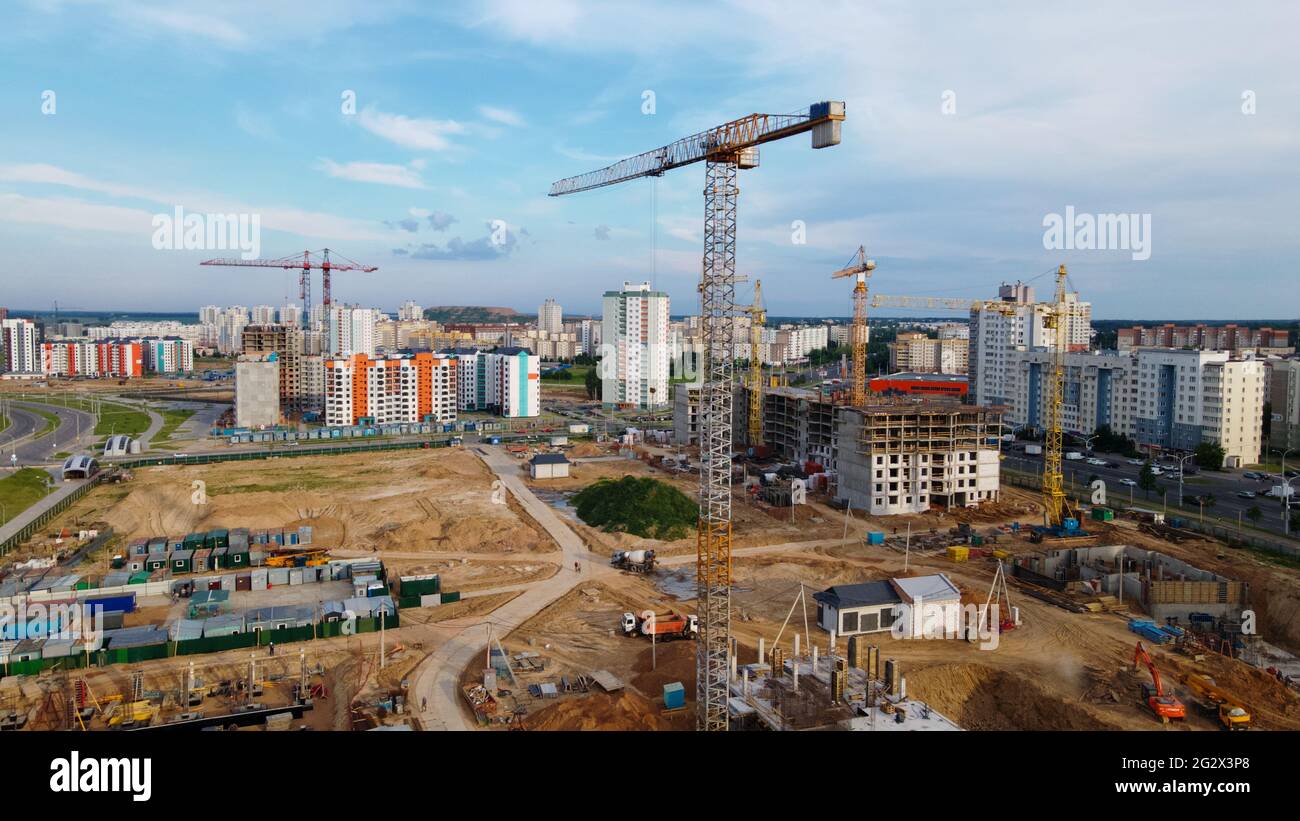 Aerial view of the new urban development. New houses are being built ...