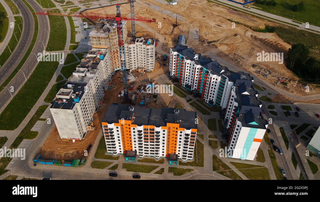 Aerial view of the new urban development. New houses are being built ...