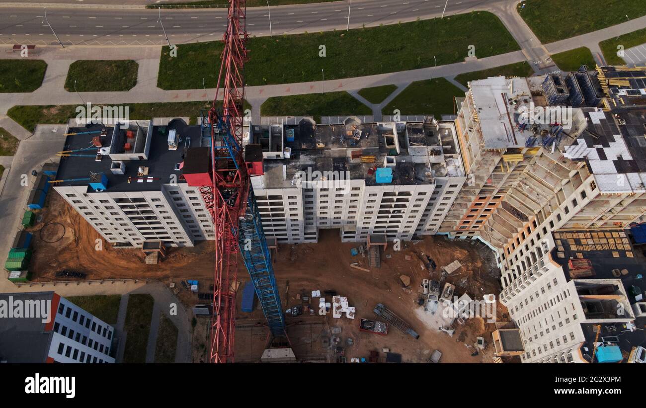 Aerial view of the new urban development. New houses are being built ...