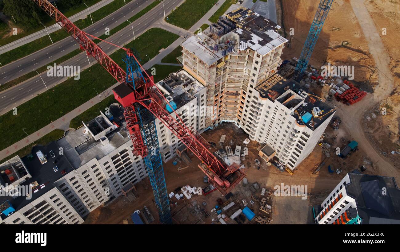 Aerial view of the new urban development. New houses are being built ...