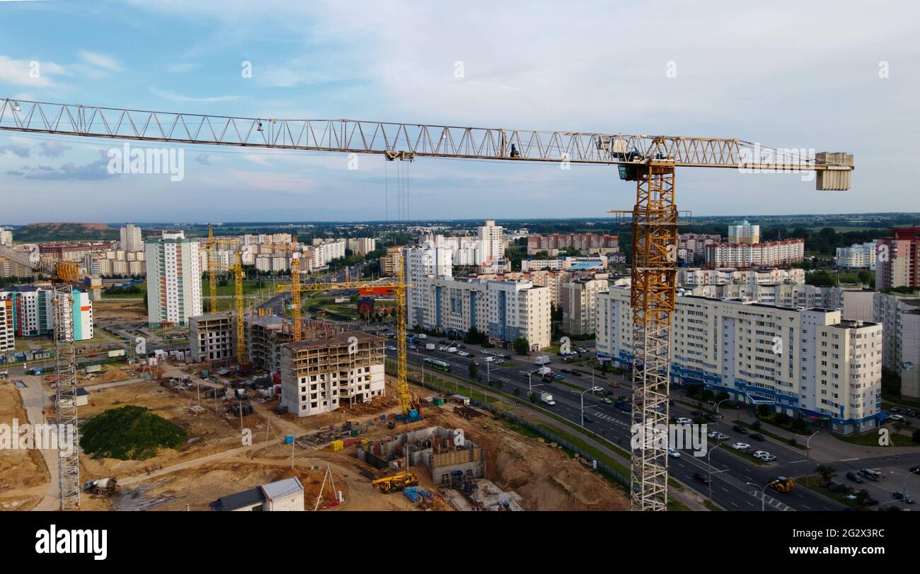 Aerial view of the new urban development. New houses are being built ...