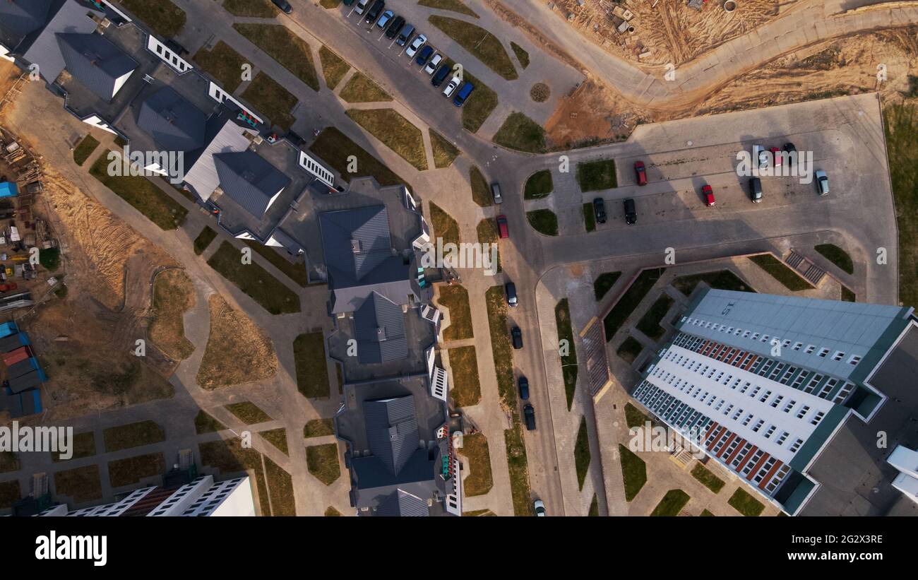 Aerial view of the new urban development. New houses are being built ...
