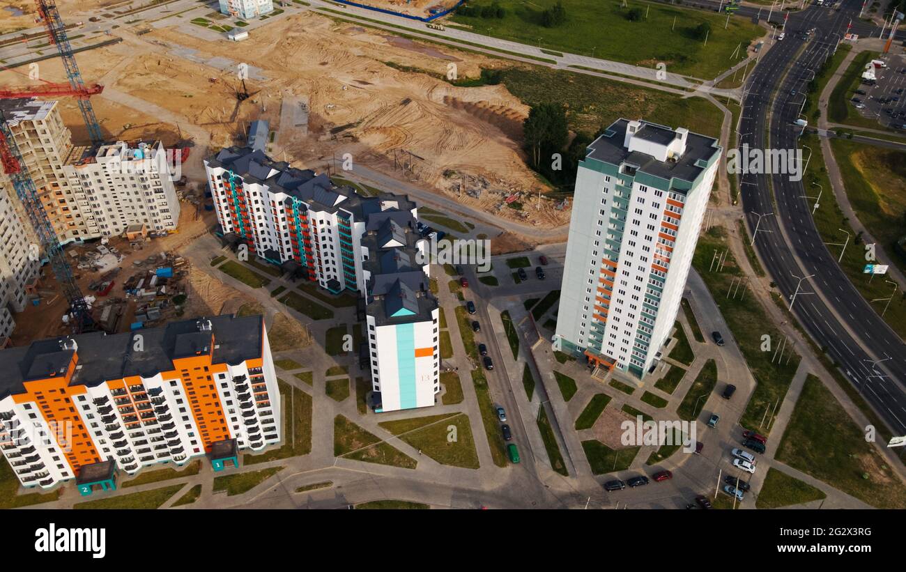 Aerial view of the new urban development. New houses are being built ...