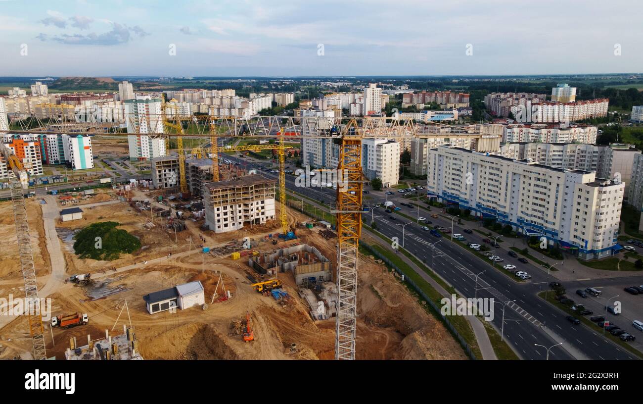 Aerial view of the new urban development. New houses are being built ...