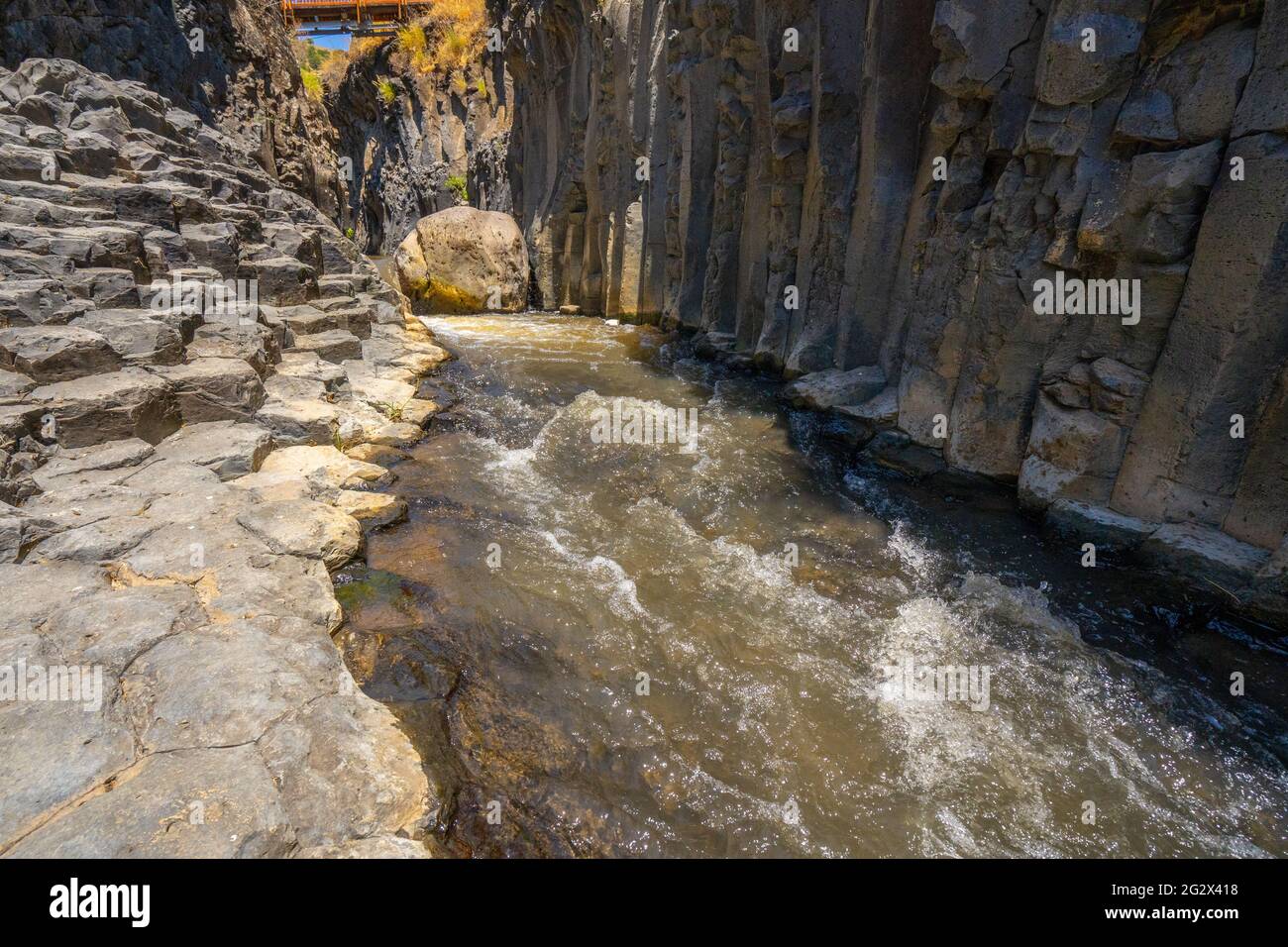 Israel, Golan Heights, Yehudiya Nature Reserve, the Waterfall in Nahal ...