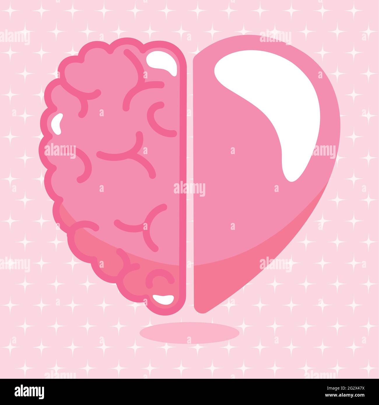 pink heart brain half illustration Stock Vector Image & Art - Alamy
