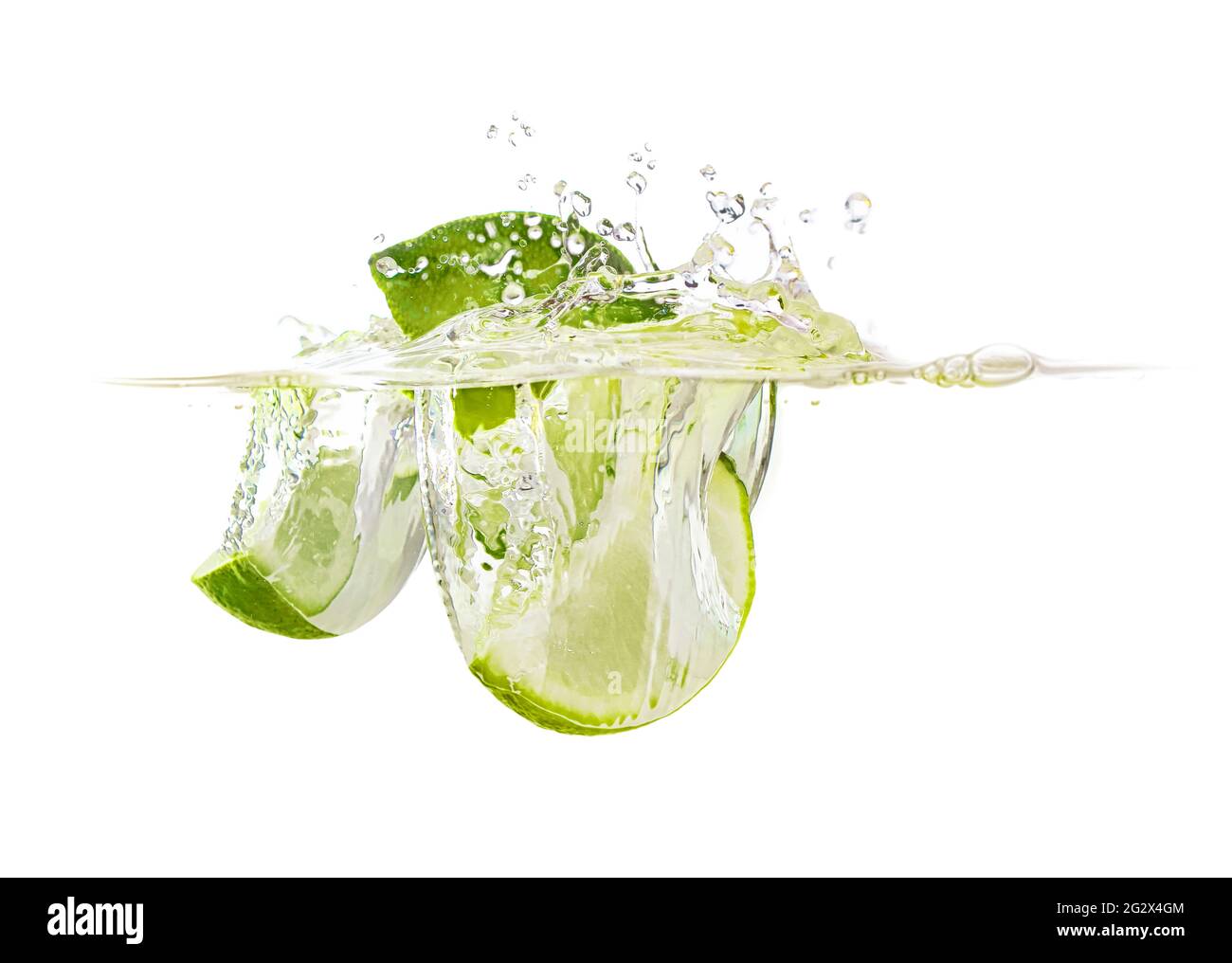 lime and lemon splashing water isolated on white background Stock Photo ...