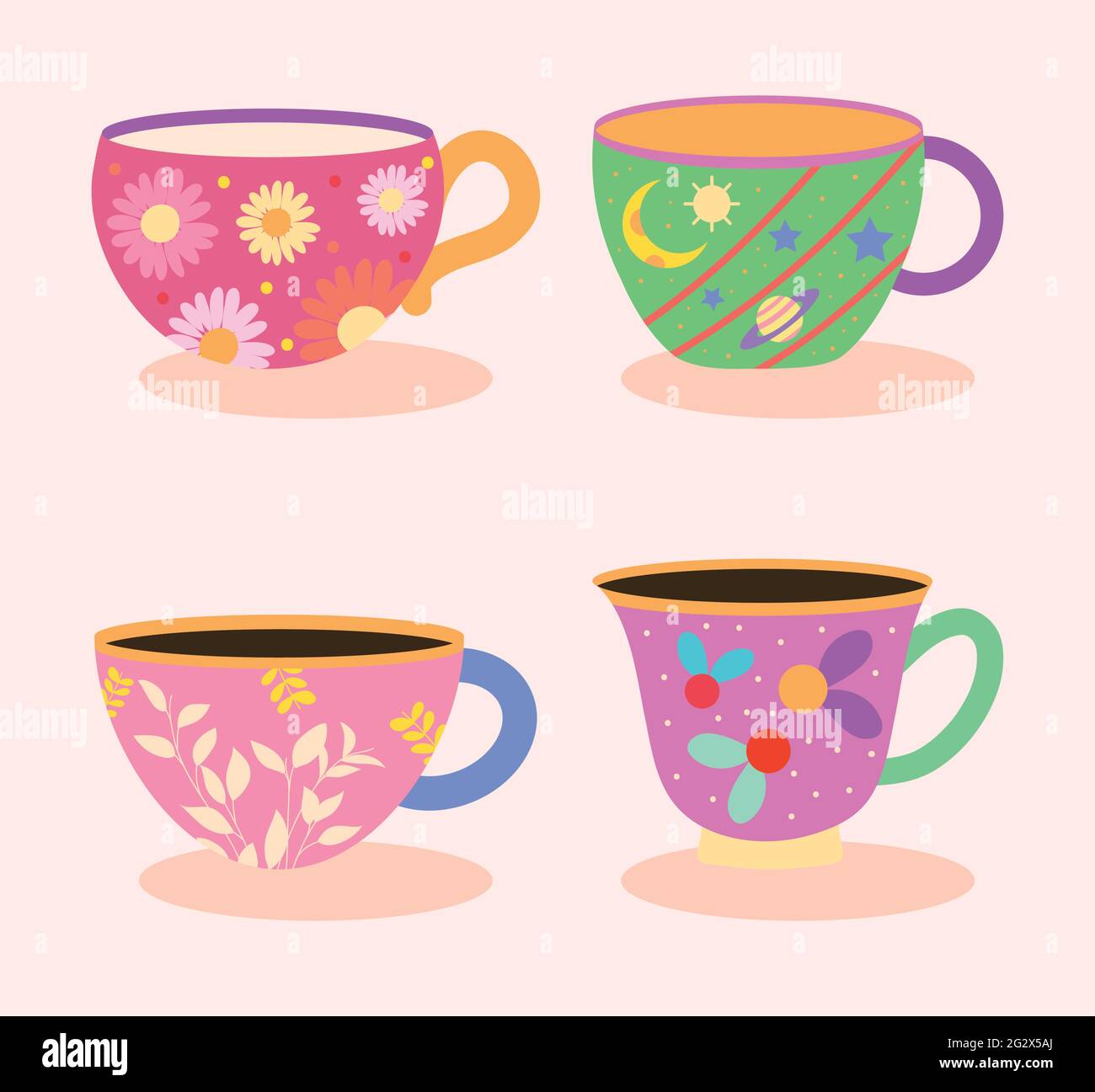 Hand drawn colored mugs set Stock Vector Image & Art - Alamy