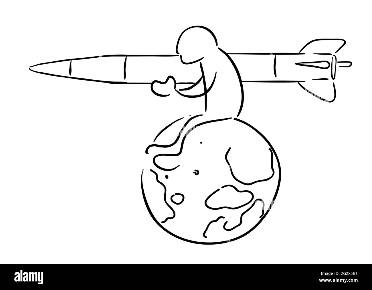 Man with Missele cartoon illustration on white background Stock Vector ...