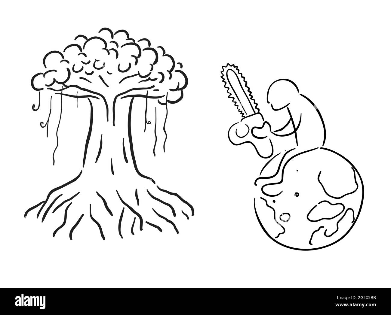 Save tree illustration stick man caroon Stock Vector Image & Art - Alamy