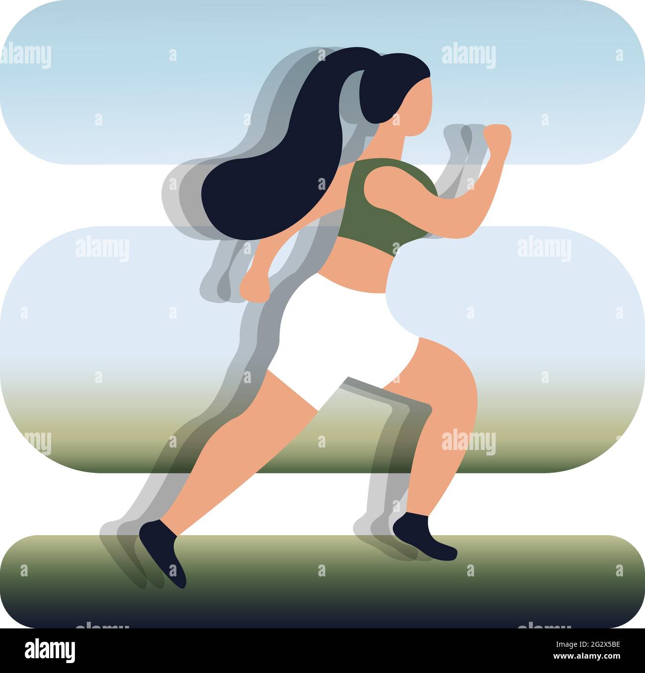 The figure shows a girl running. Runner woman isolated. Running fit ...
