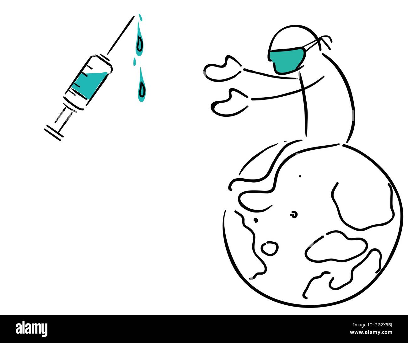 Man and Vaccine cartoon vector illustartion on white background Stock ...