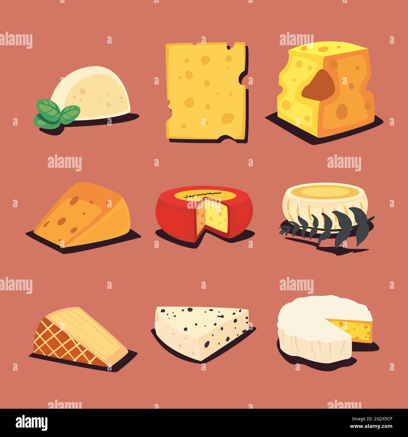 set of delicious cheeses types Stock Vector Image & Art - Alamy