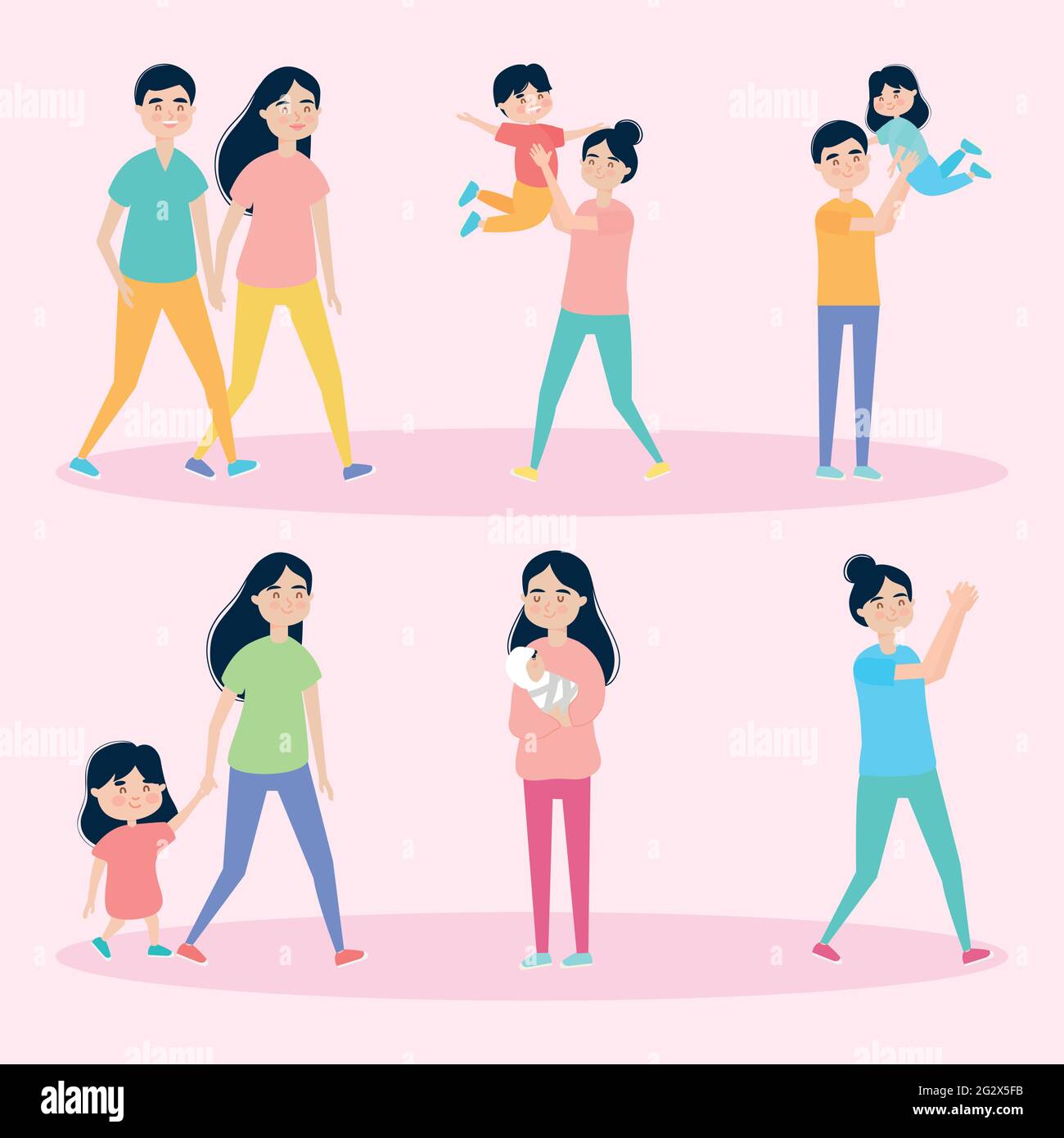 Parents couple kids in Stock Vector Images - Alamy