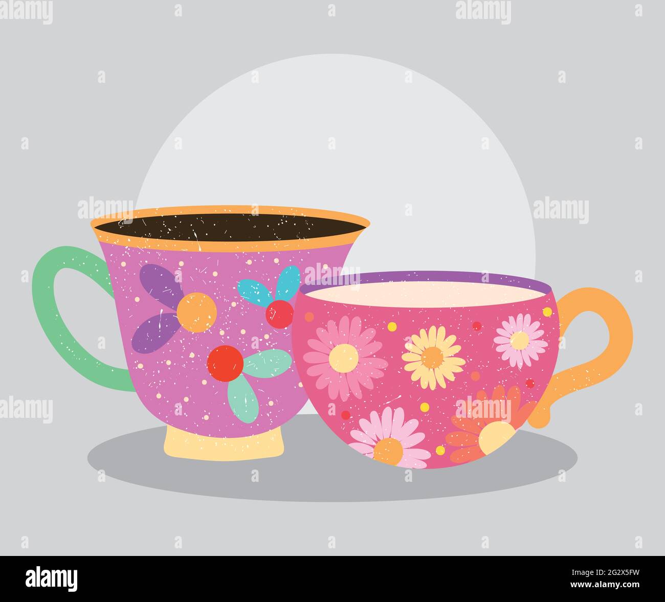 floral coffee mugs illustration design Stock Vector Image & Art - Alamy