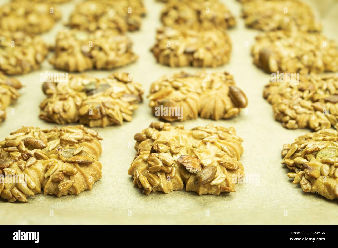 Delicious biscuits made from seeds and honey. Vegan sunflower and ...