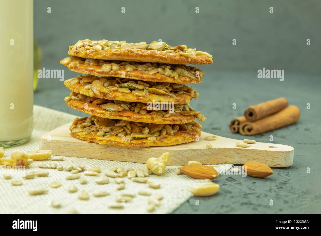 Delicious biscuits made from seeds and honey. Vegan sunflower and ...