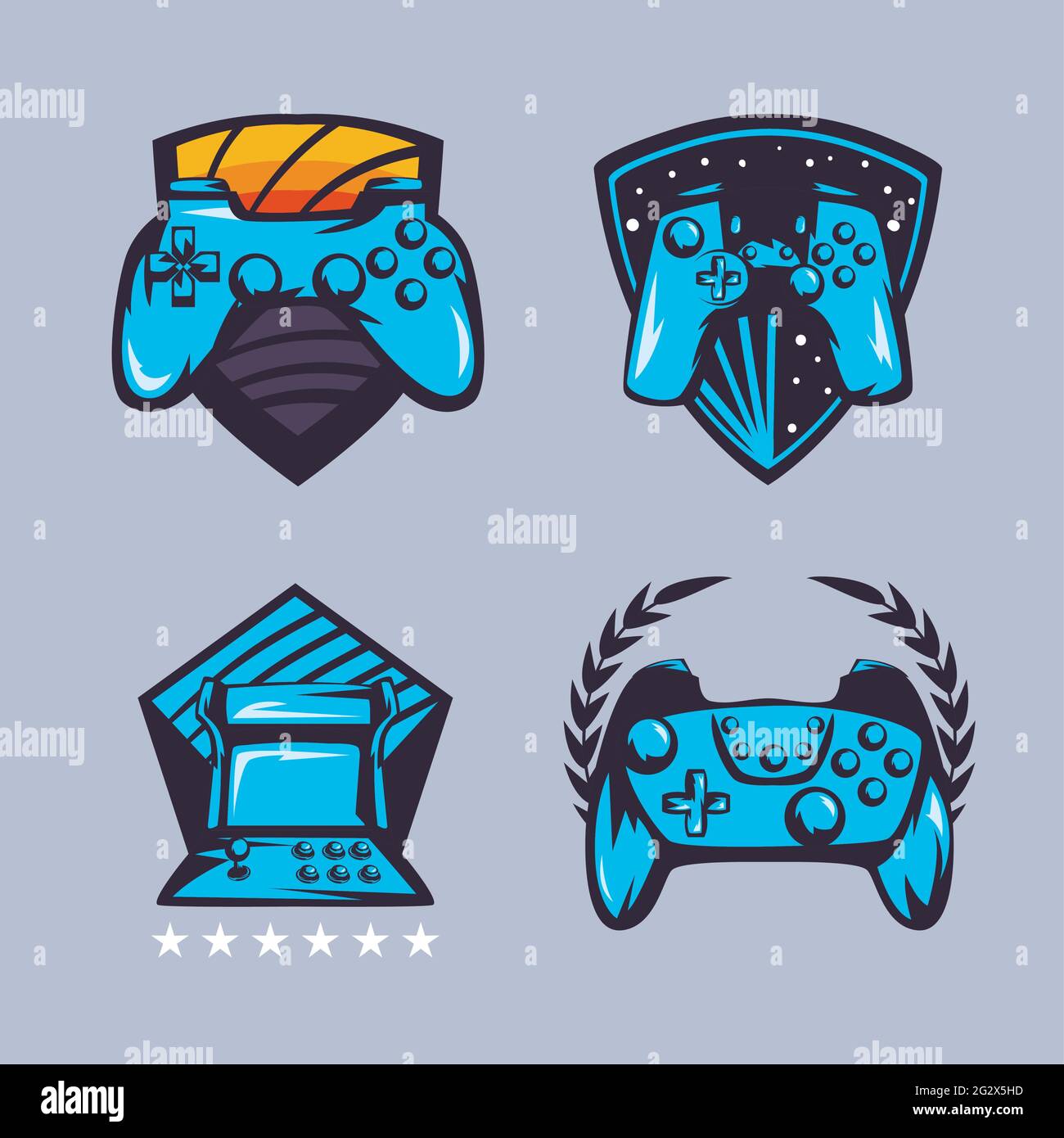 set video game labels retro style Stock Vector Image & Art - Alamy