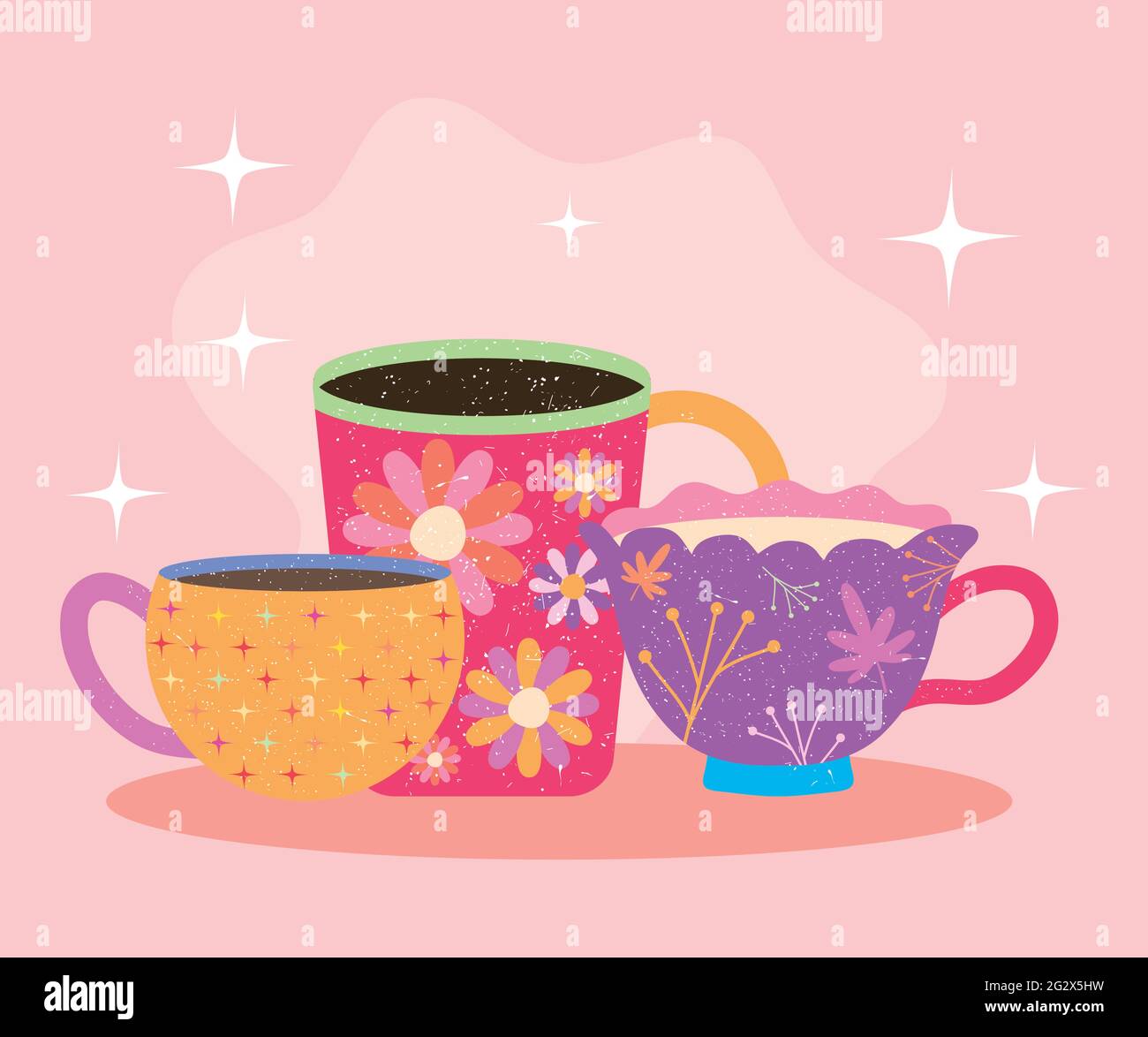 Colorful Coffee Mugs illustration design Stock Vector Image & Art - Alamy
