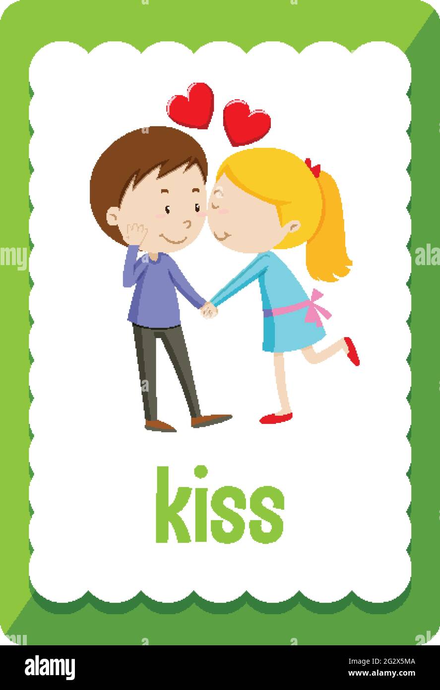 Vocabulary flashcard with word Kiss illustration Stock Vector Image ...