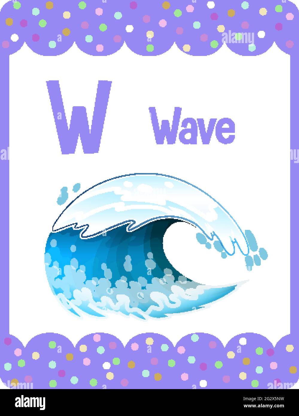 Alphabet flashcard with letter W for Wave illustration Stock Vector ...