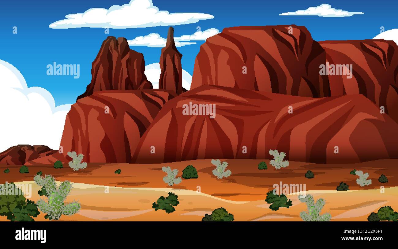 Desert forest landscape at daytime scene illustration Stock Vector ...