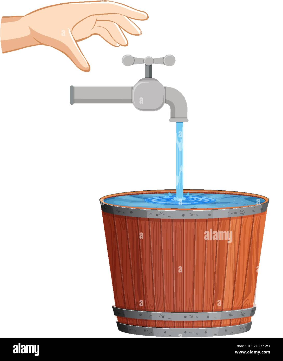 Save water concept with water falling from tap illustration Stock ...