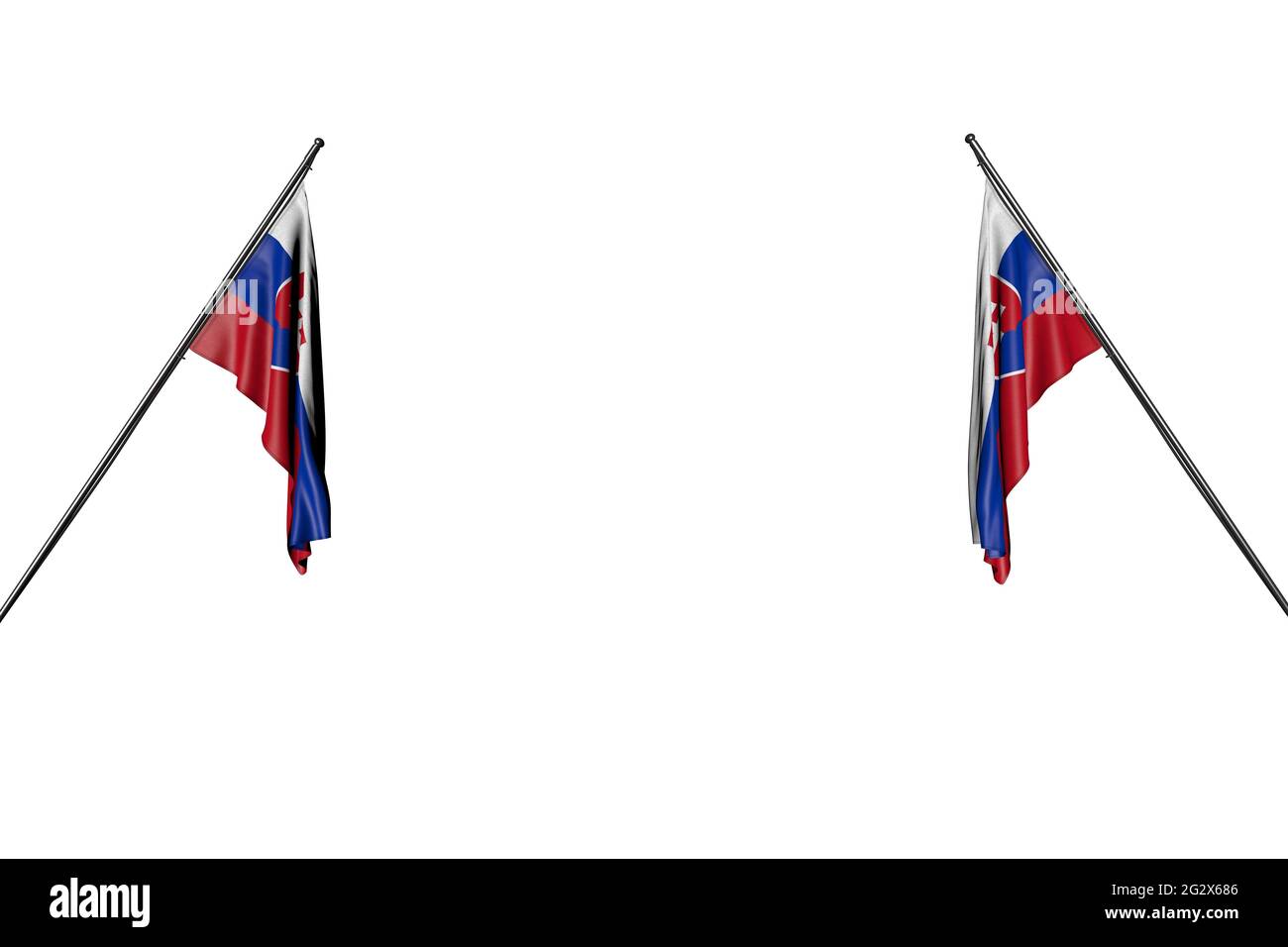 nice celebration flag 3d illustration - two Slovakia flags hanging on ...