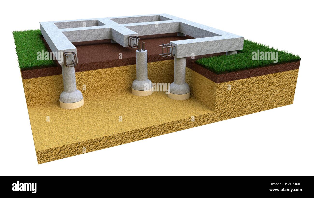 drilled belled foundation, isolated cgi industrial 3D rendering Stock ...