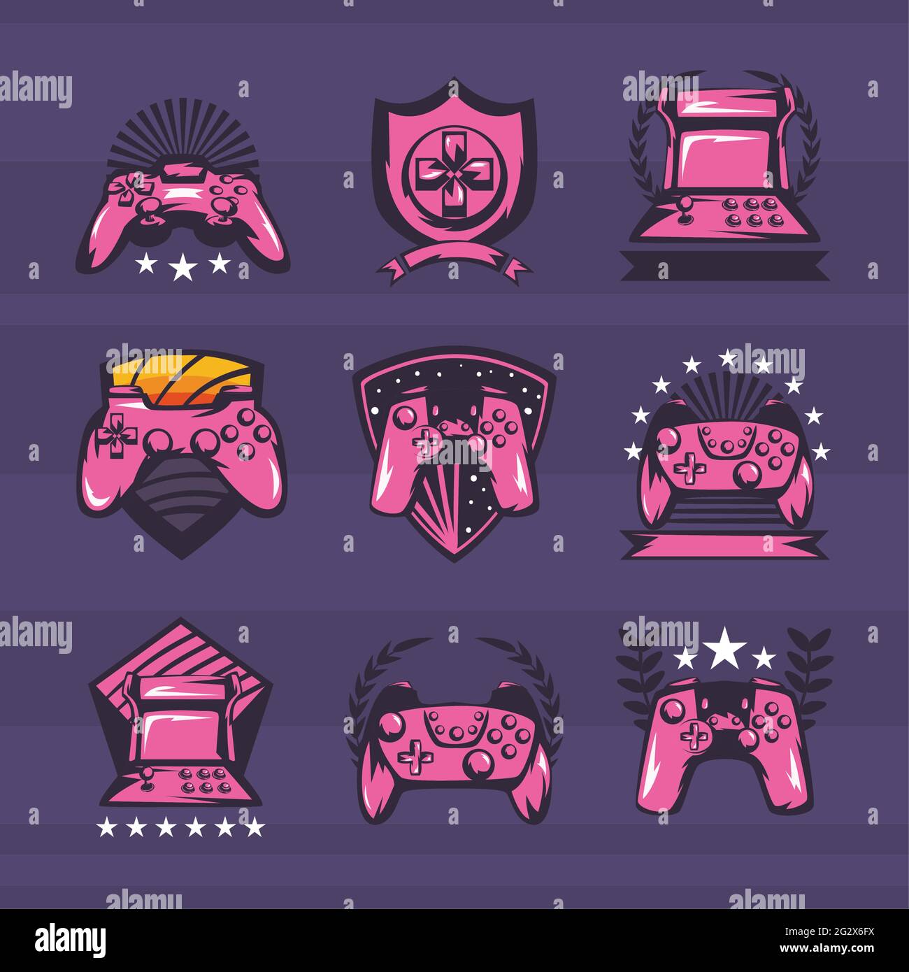collection video game labels retro style Stock Vector Image & Art - Alamy
