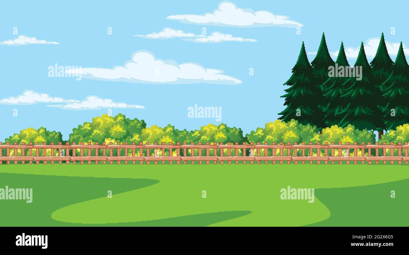 Blank nature park landscape at daytime scene with many clouds in the ...