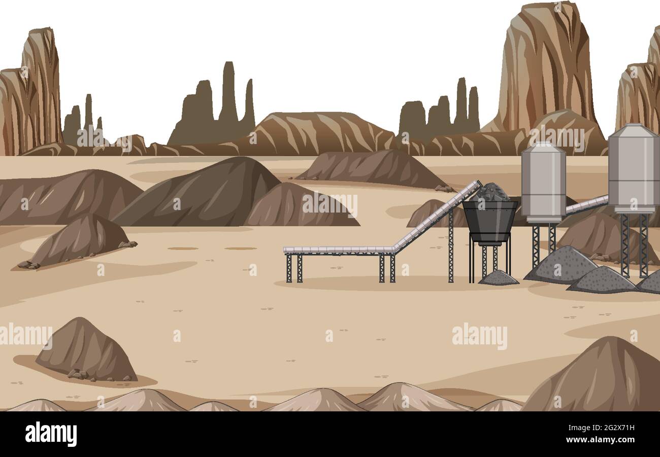 Landscape of coal mining industry at daytime illustration Stock Vector ...