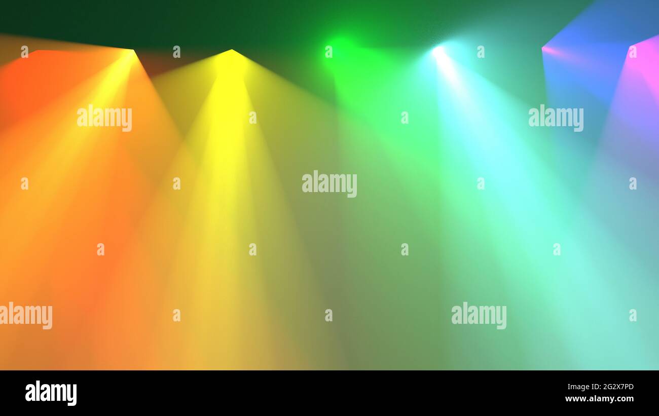 Color spotlights rainbow lights 3d render Stock Photo - Alamy