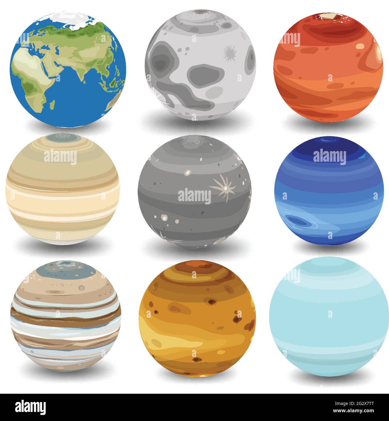 Set of different planets isolated on white background illustration ...