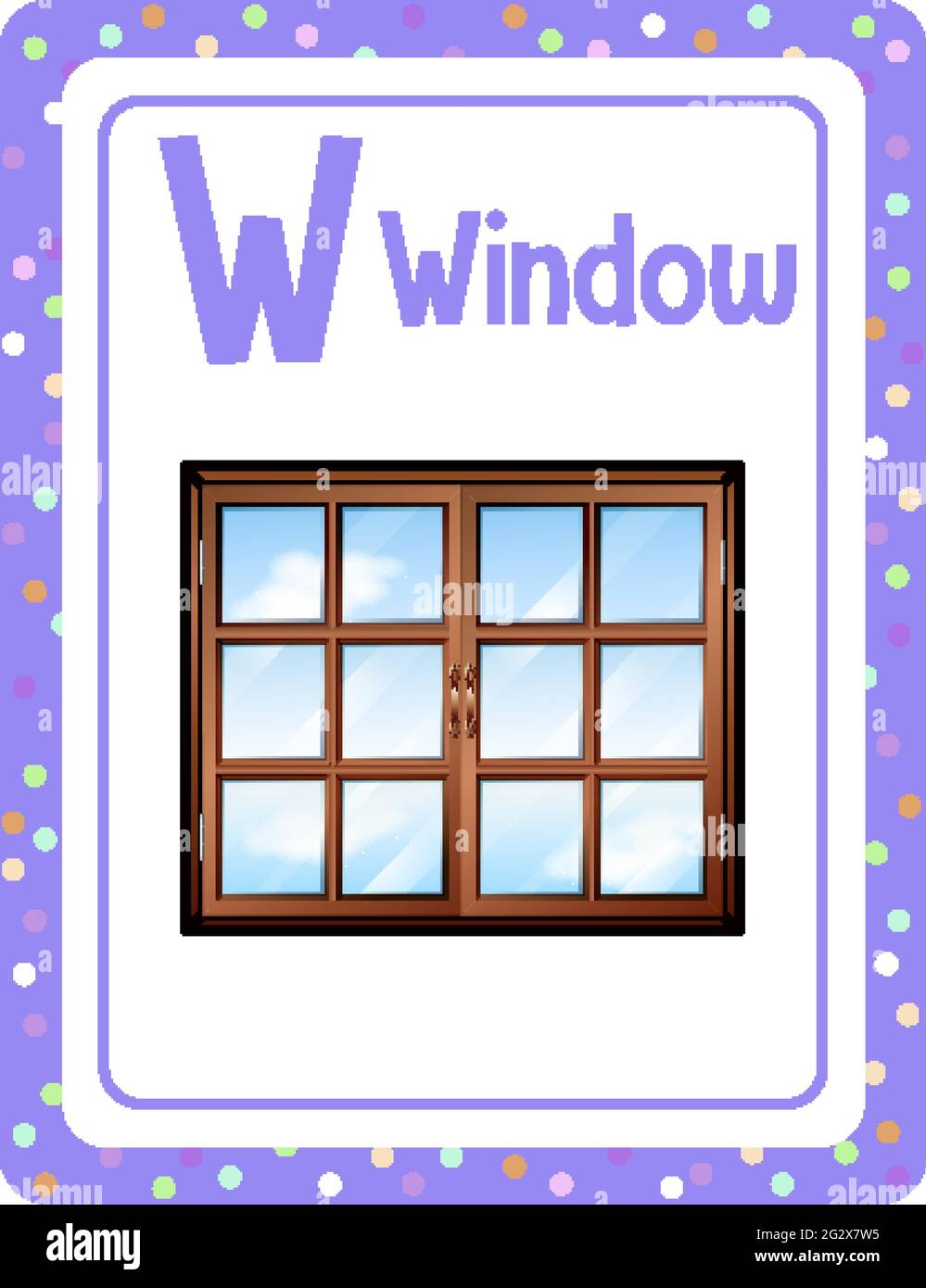 Alphabet flashcard with letter W for Window illustration Stock Vector ...