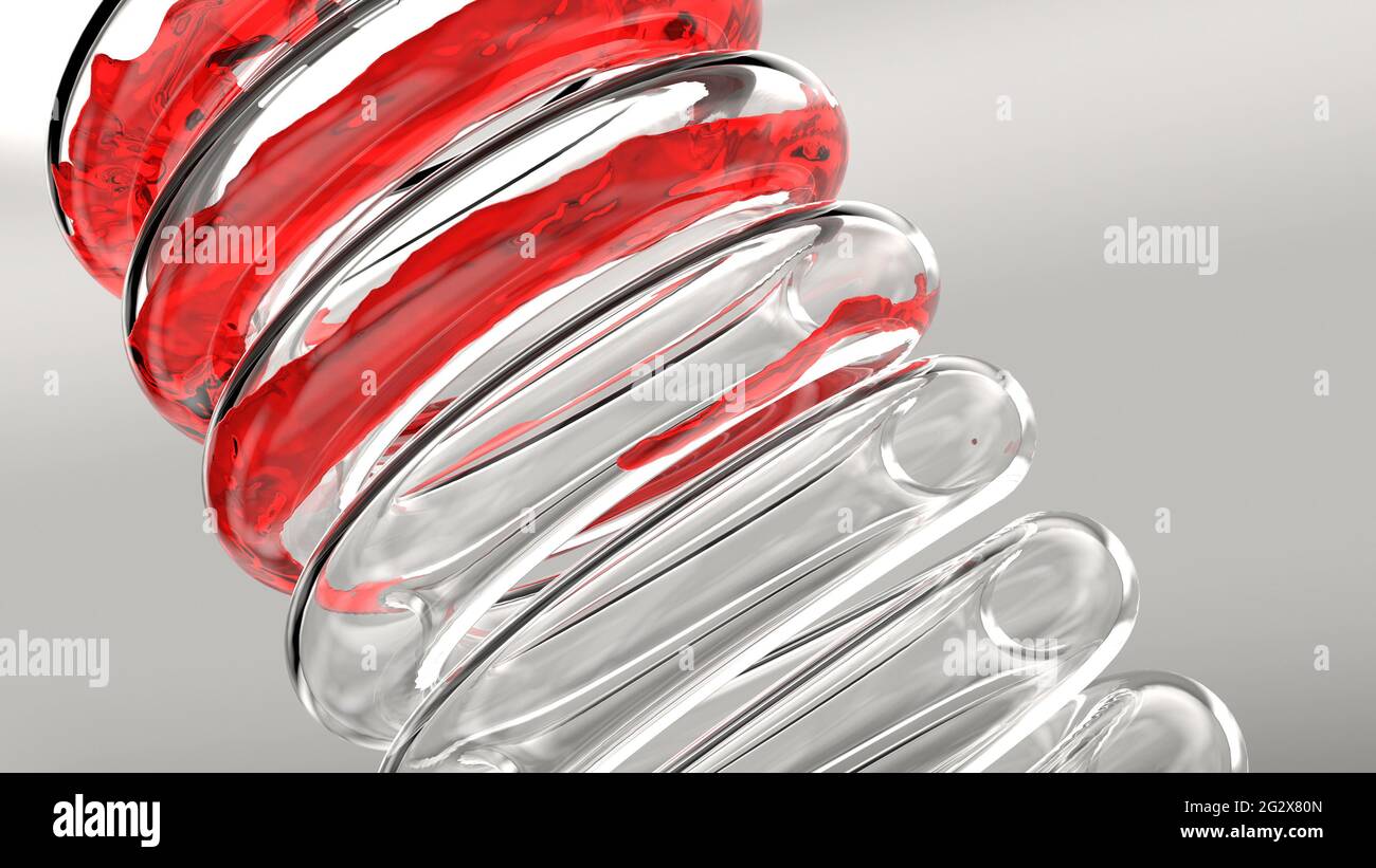 Red liquid flows in glass tube futuristic data lab Medical science and ...