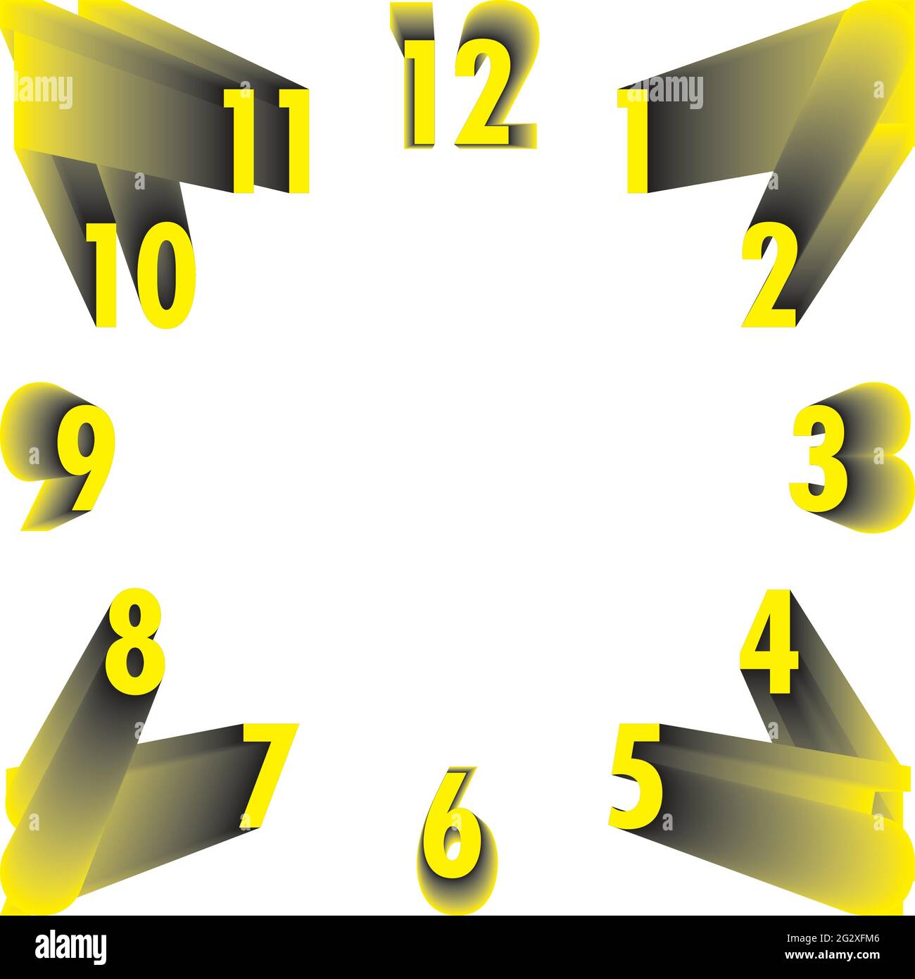 clock dial yellow to black gradiented numbers on transparent background ...