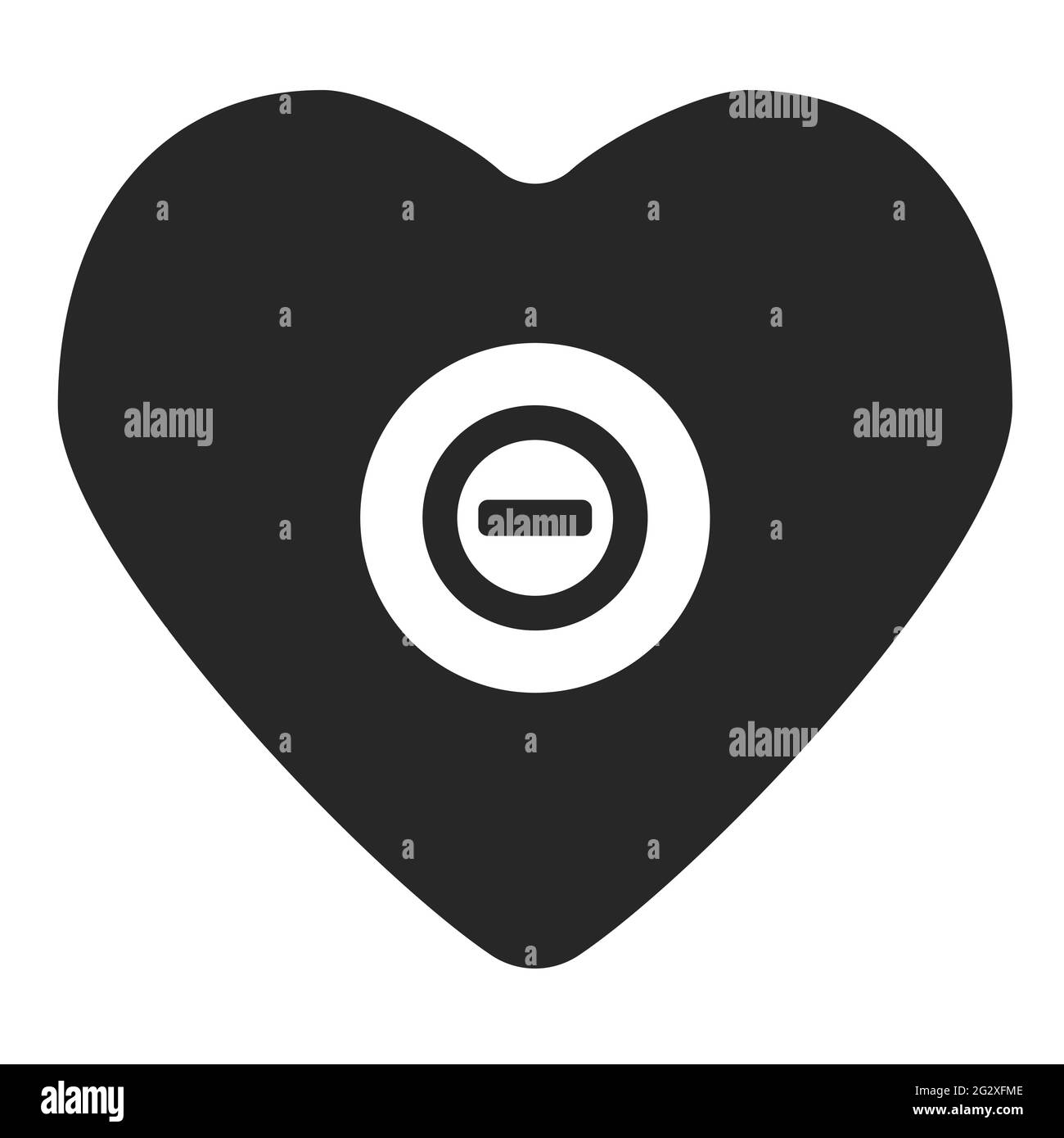 black heart with sign stop inside. Vector illustration. Flat style ...