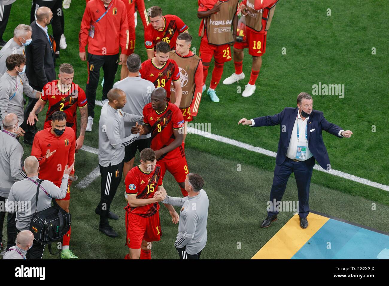 Belgium's players and spokesman Stefan Van Loock pictured after a ...