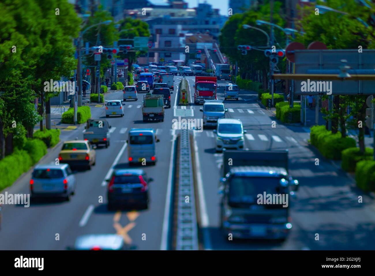 A timelapse of miniature traffic jam at the avenue daytime in the ...