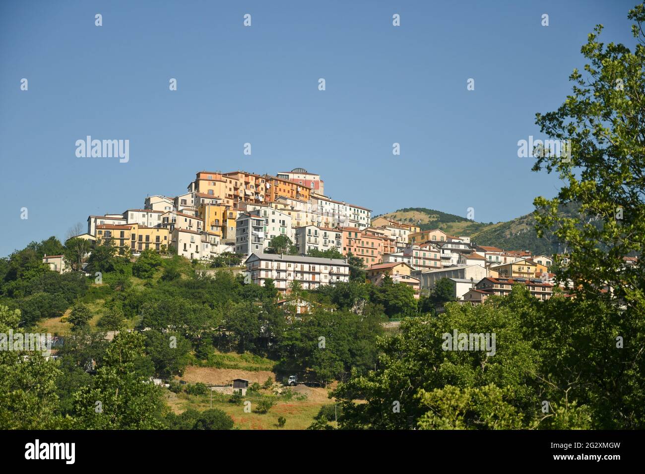 Panoramic view of Bella, an old village in the Basilicata region in ...