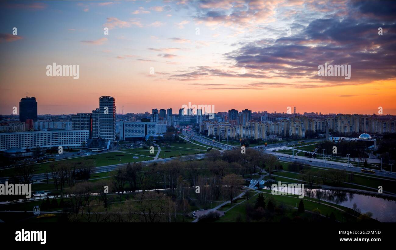 Evening timee of the capital of Belarus, Minsk Stock Photo - Alamy