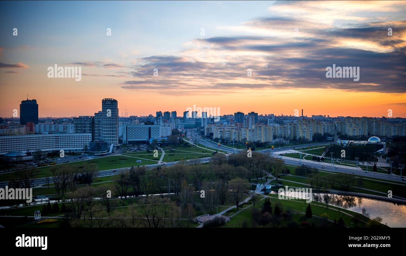 Evening timee of the capital of Belarus, Minsk Stock Photo - Alamy