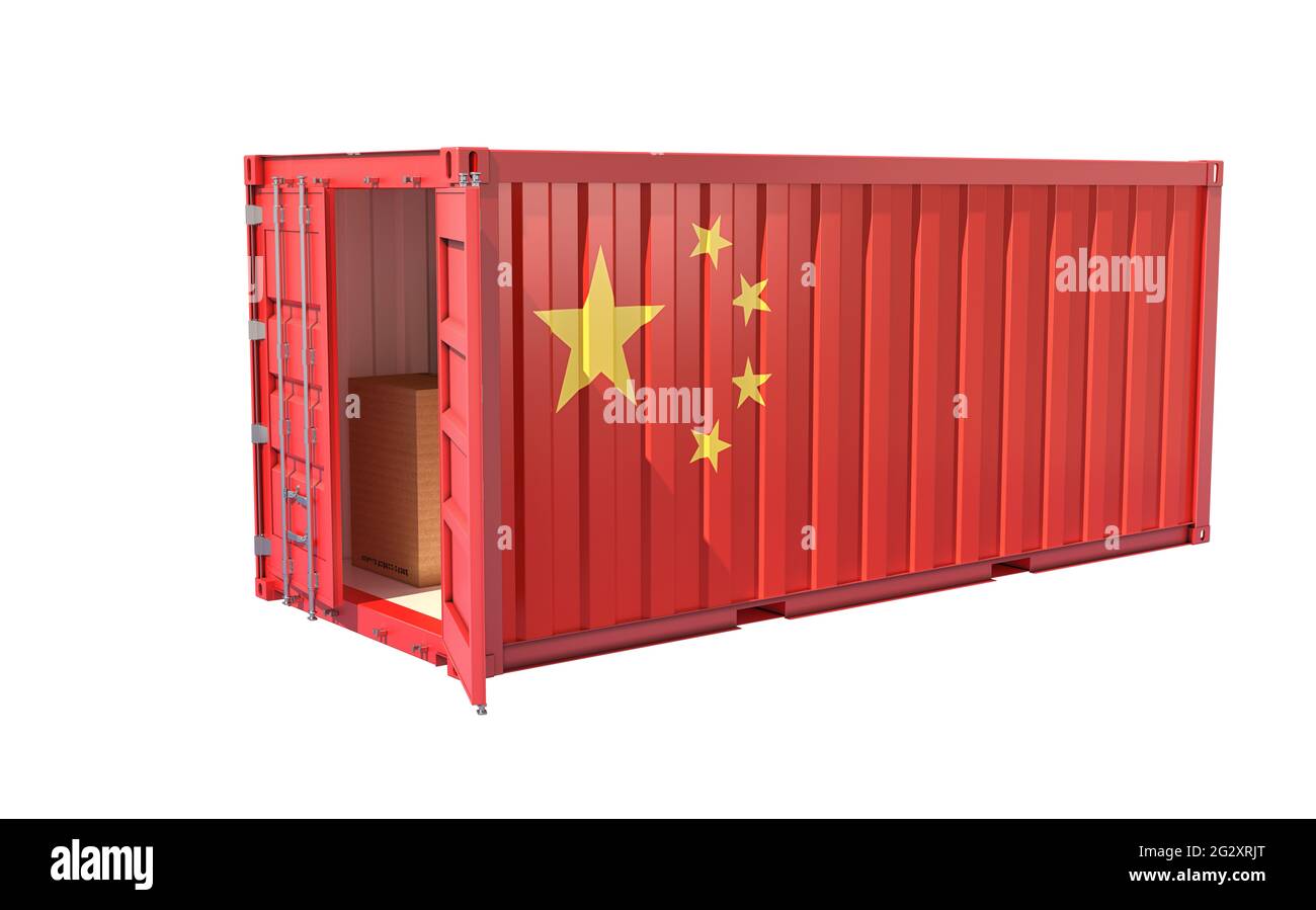 China shipping container in port Cut Out Stock Images & Pictures - Alamy