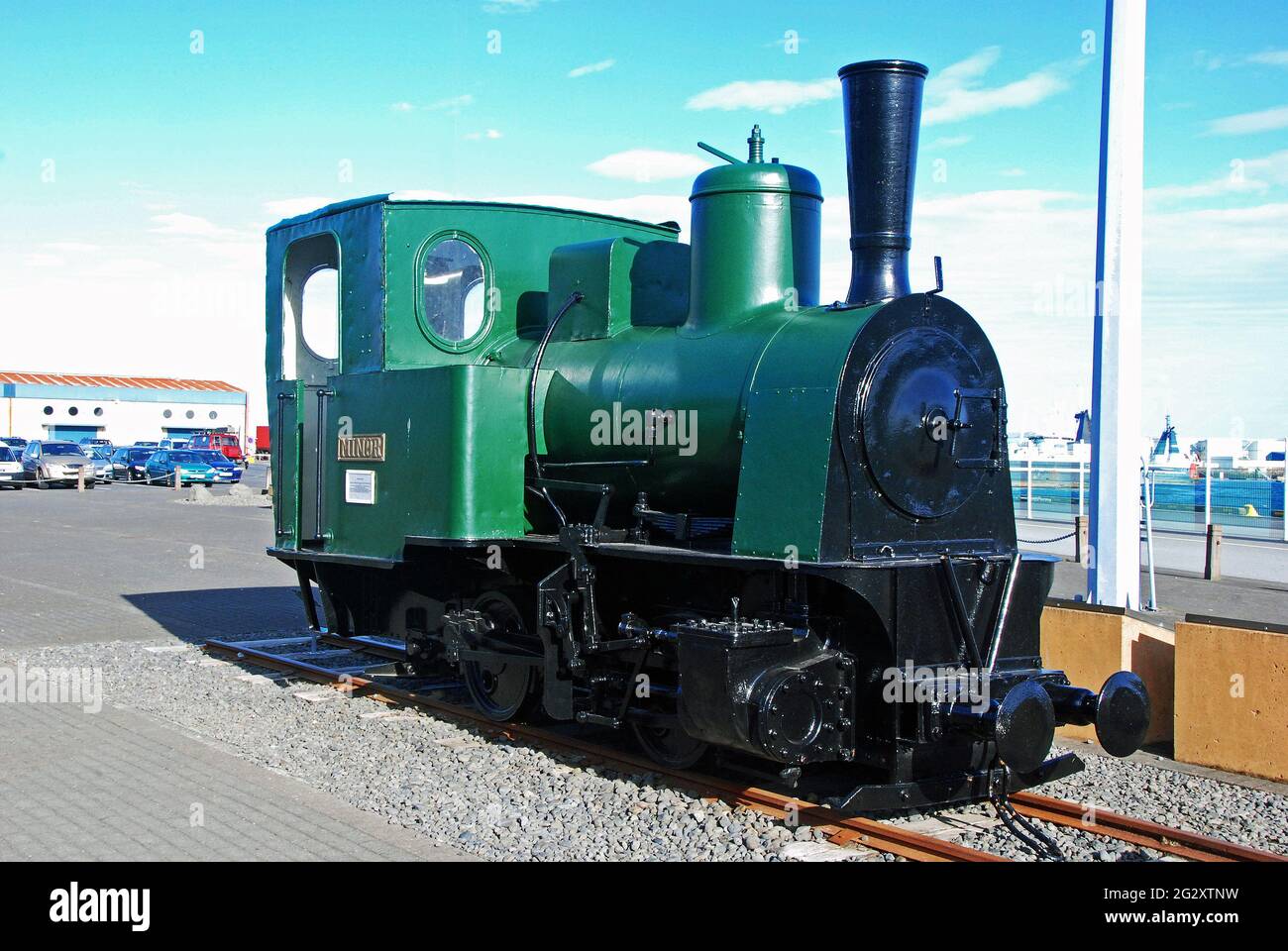 Historic steam locomotive on display at Reykvjavik harbour. This ...