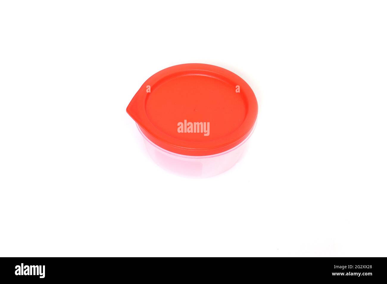 Round Plastic container in a white background Stock Photo - Alamy