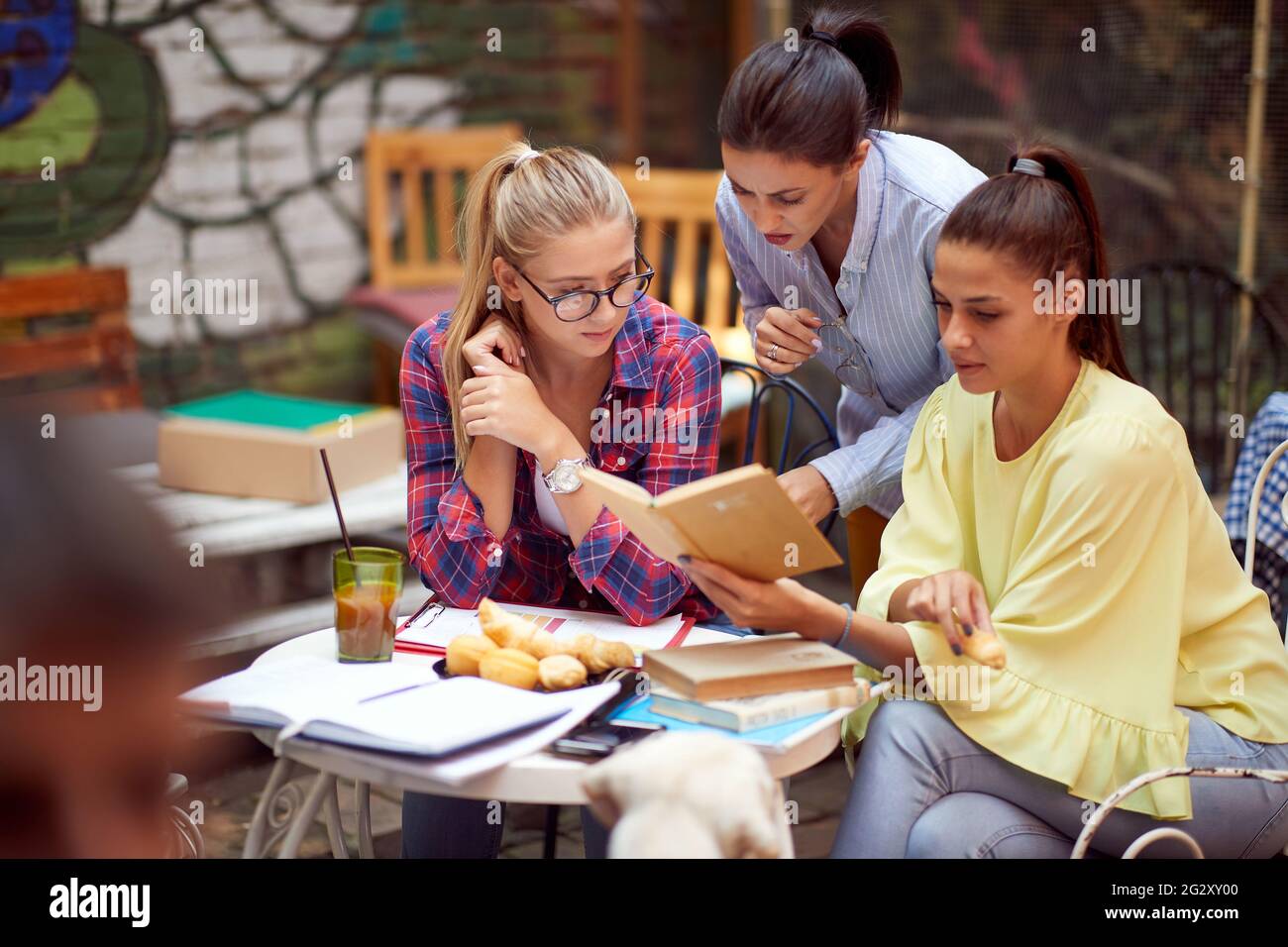 Group reading book outdoor hi-res stock photography and images - Alamy